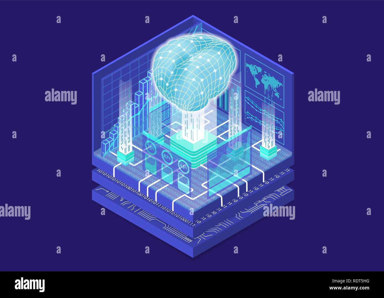 Artificial Intelligence and internet of things concept with digital ...
