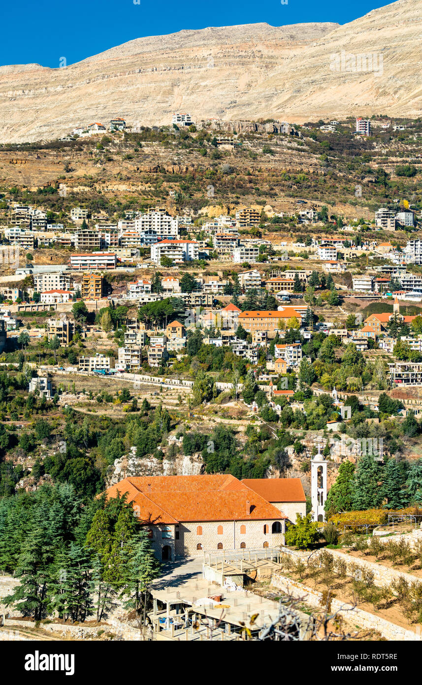 View of Bsharri town in the Qadisha Valley, Lebanon Stock Photo - Alamy