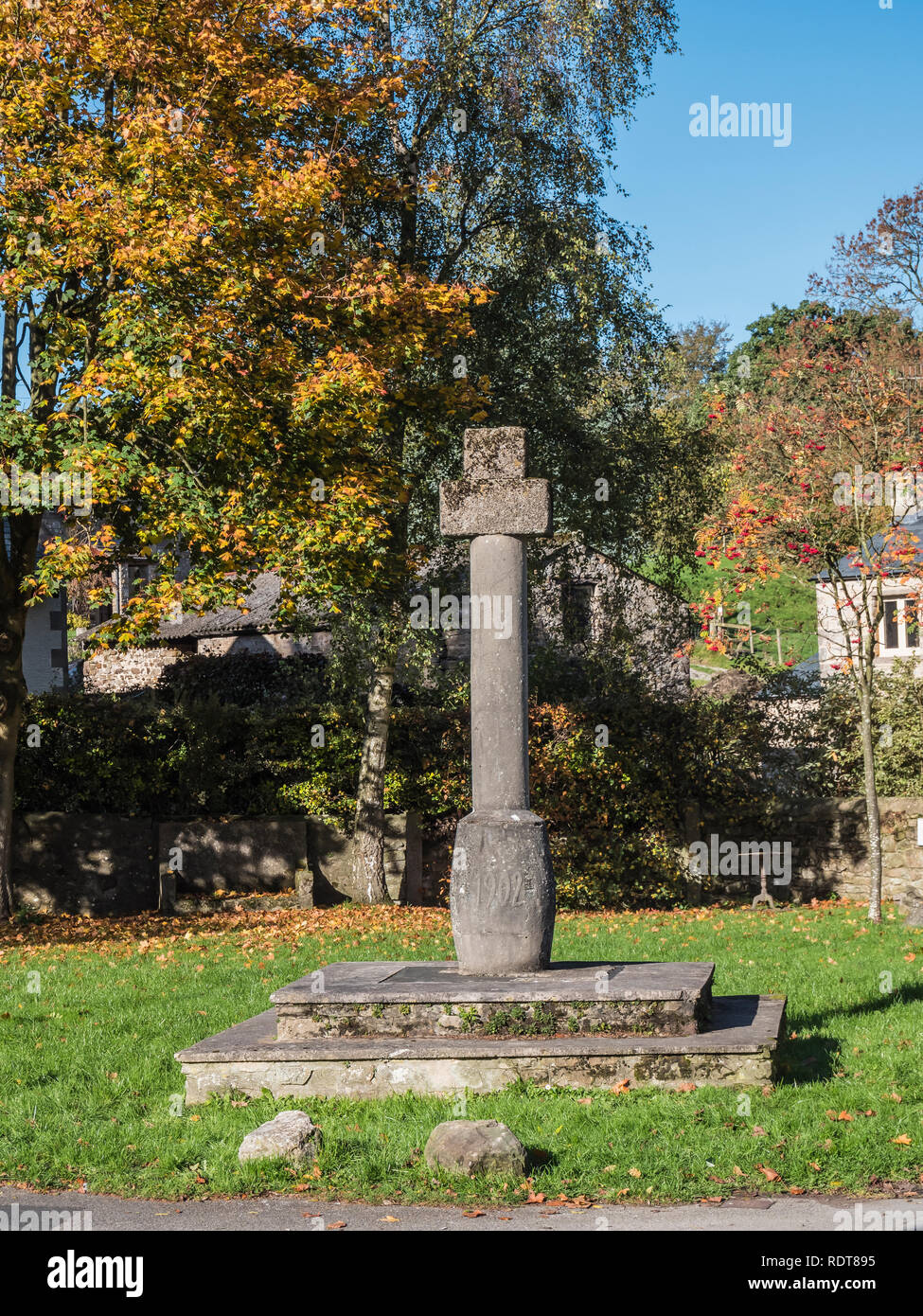 The market square cross at Low Bentham, in northwest England on the ...