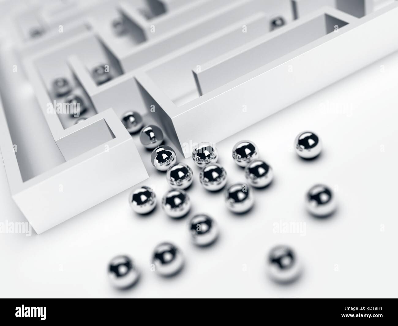 Group of chrome steel balls at the entrance to maze Stock Photo - Alamy