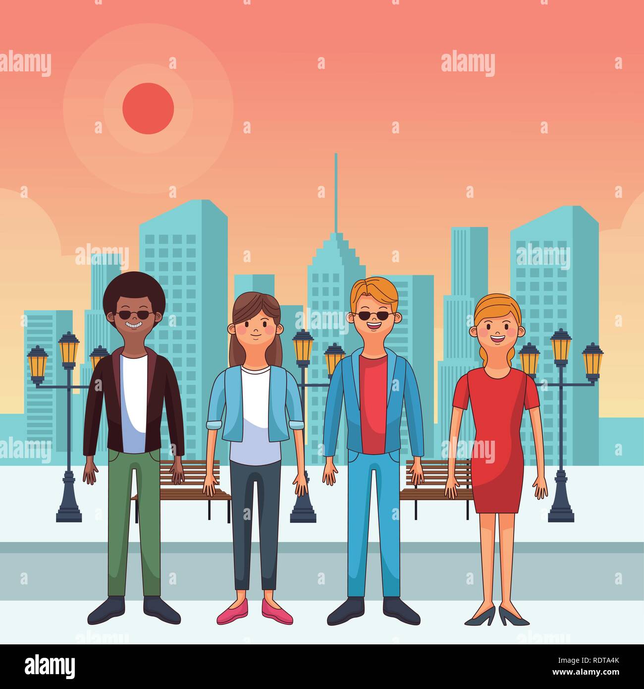 group of friends cartoon Stock Vector Image & Art - Alamy