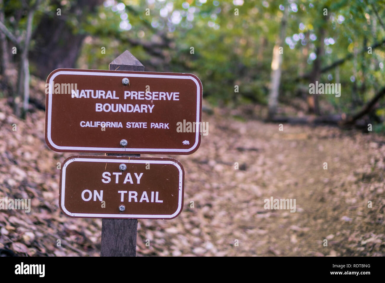 "Natural Preserve Boundary" and "Stay on trail" signs in Castle Rock ...