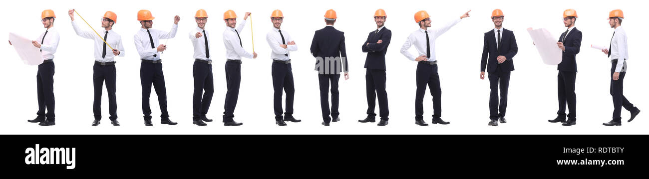 panoramic photo collage engineer architect isolated on white background ...