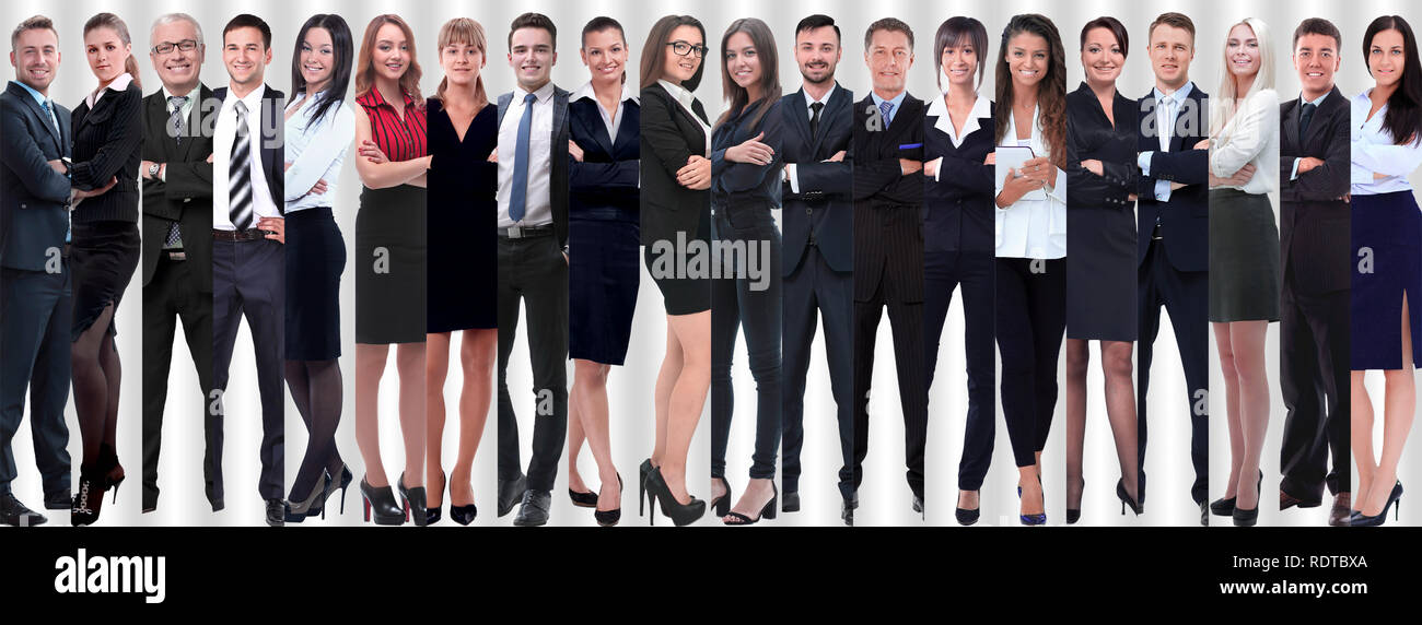 panoramic collage of a large and successful business team. the concept ...