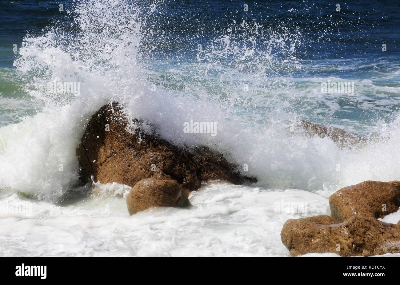 Big splash of waves in a stormy day on the beach in San Francisco Stock ...