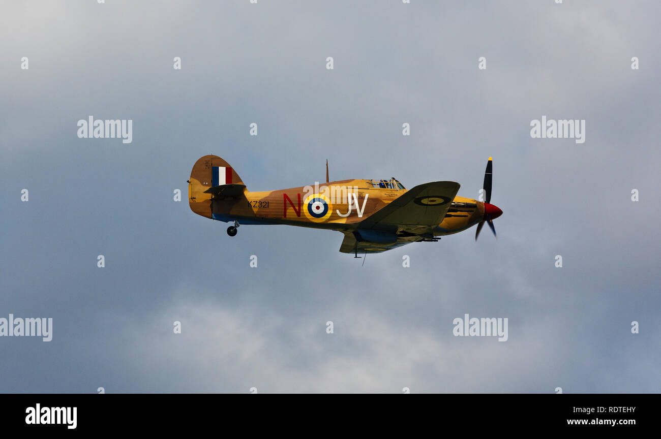 British Hawker Hurricane MK IV with french markings flying at an air ...