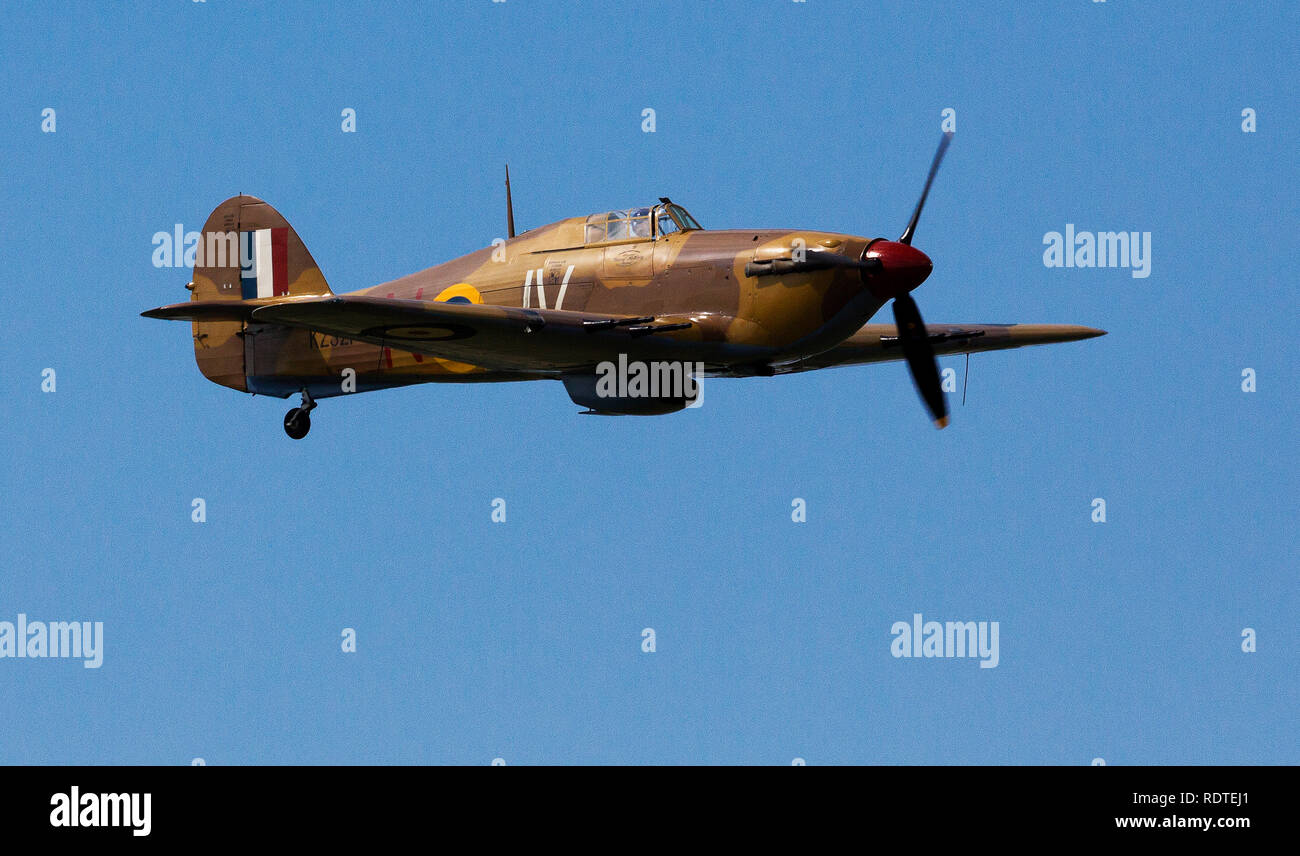 British Hawker Hurricane MK IV with french markings flying at an air ...