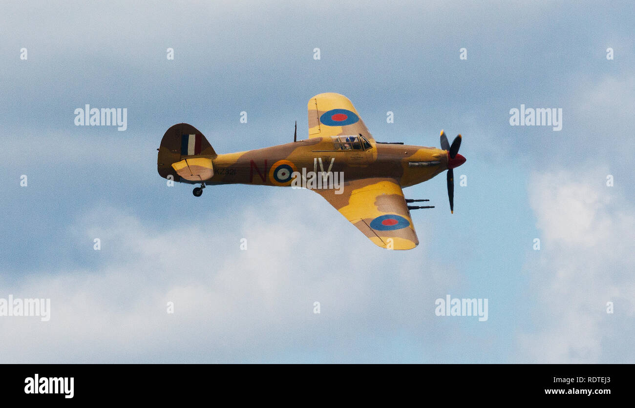 British Hawker Hurricane MK IV with french markings flying at an air ...