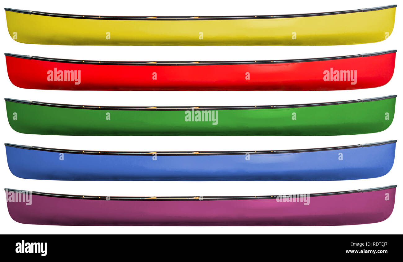 side view of a tandem canoe isolated on white, set of different ...