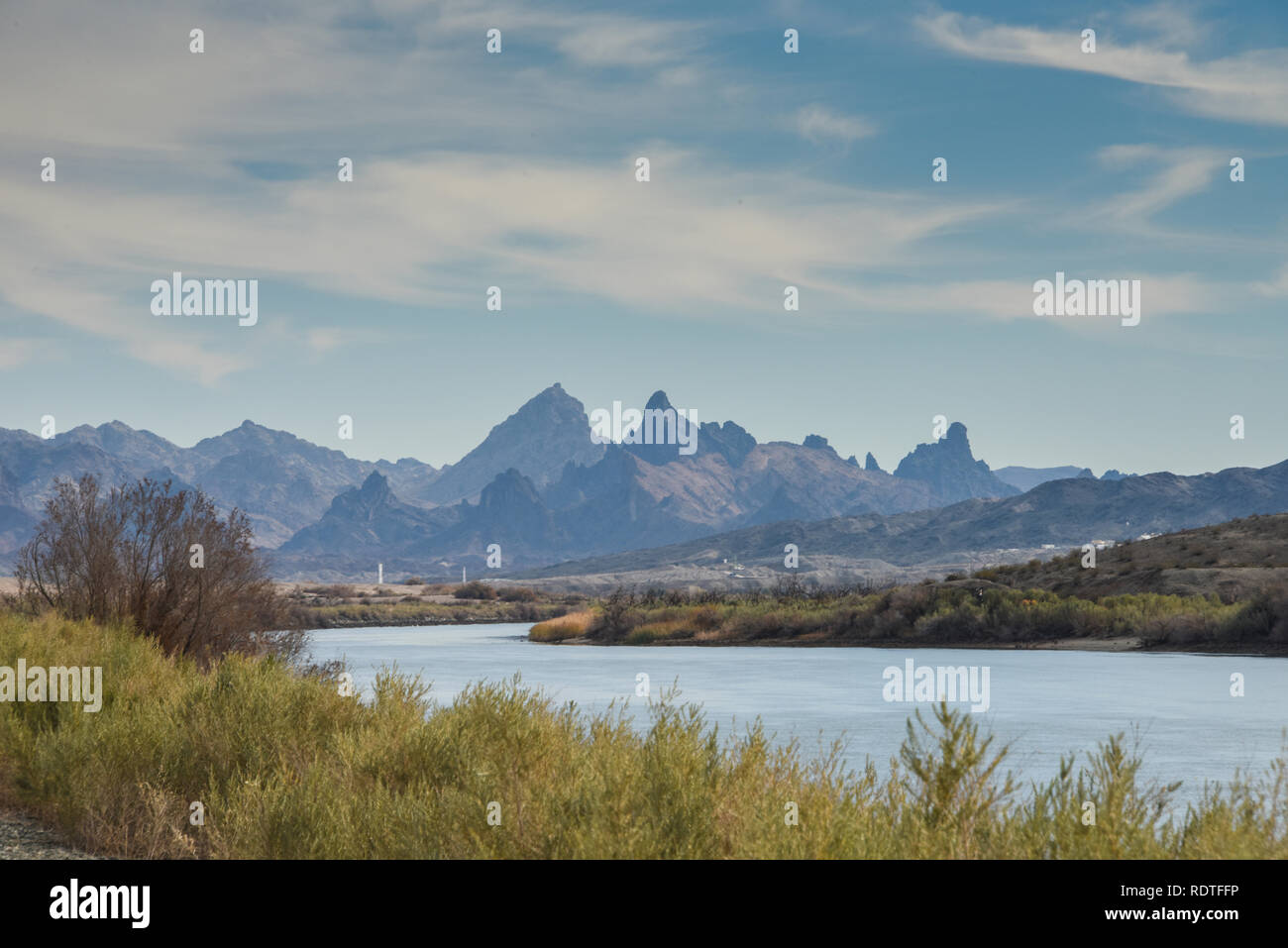 Needles Mountains at the Colorado Mountains at Topock, Arizona Stock ...