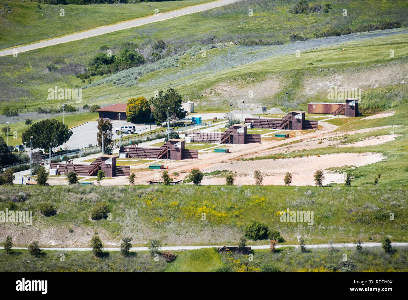 Aerial view of open air gun range, San Jose, Santa Clara county ...
