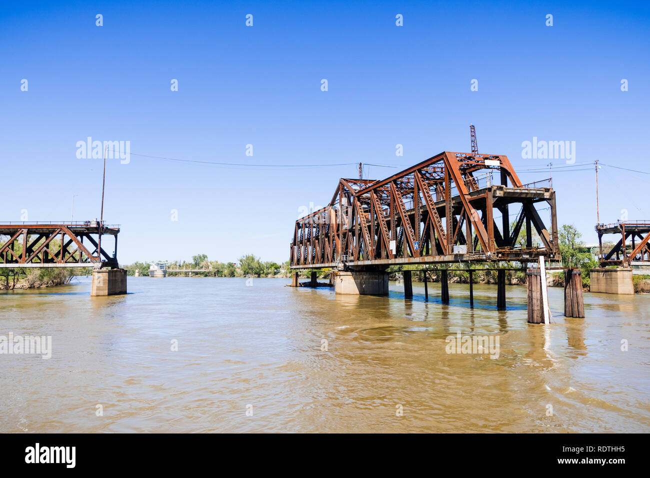 Rusty swing bridge hi-res stock photography and images - Alamy