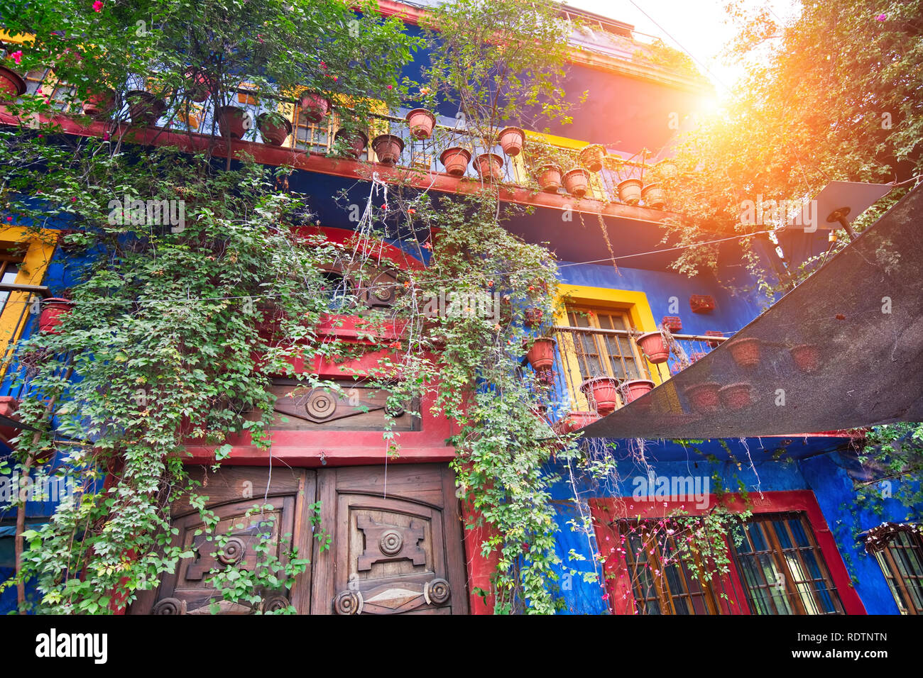 Monterrey, colorful historic buildings in the center of the old city ...