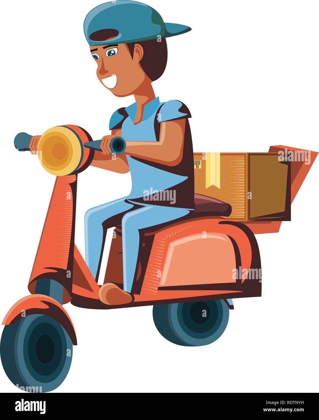 delivery worker in motorcycle vector illustration design Stock Vector ...