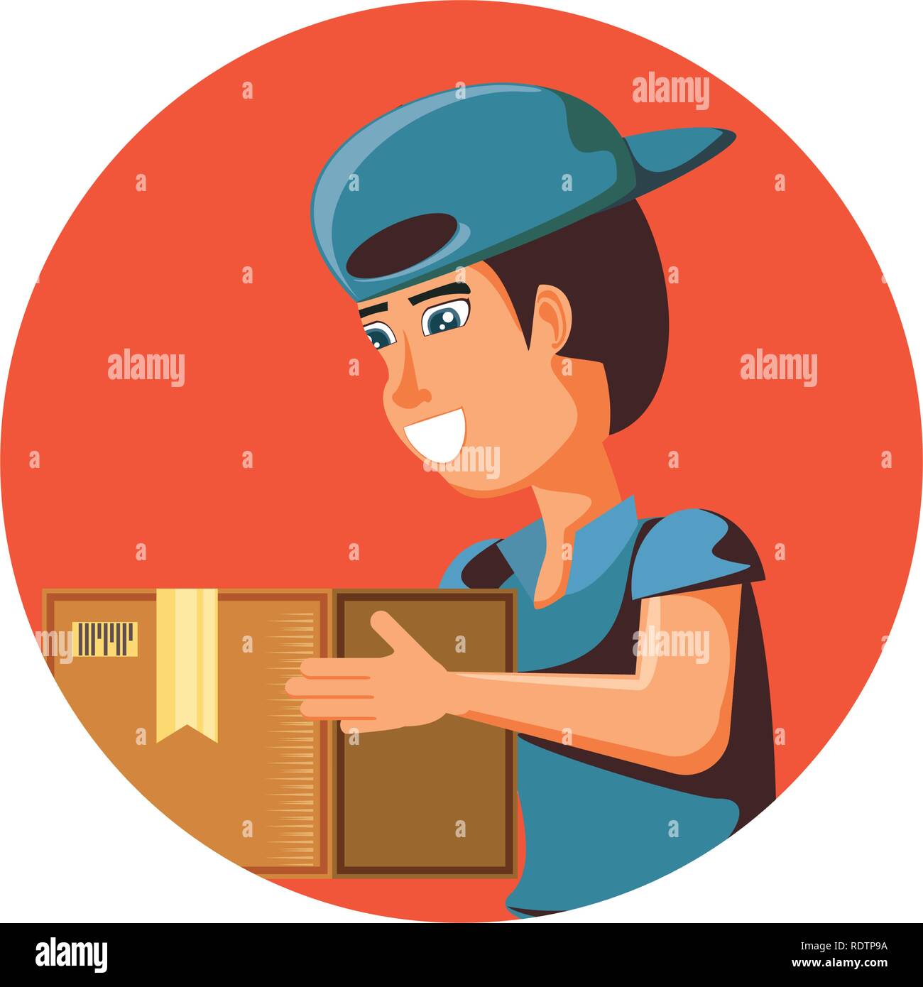 delivery worker with box avatar character vector illustration design ...