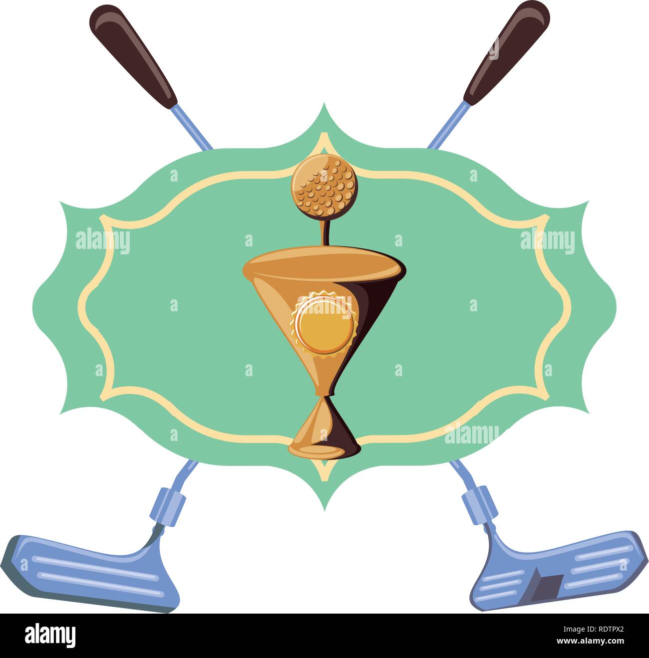 label with sticks of golf and trophy vector illustration design Stock ...