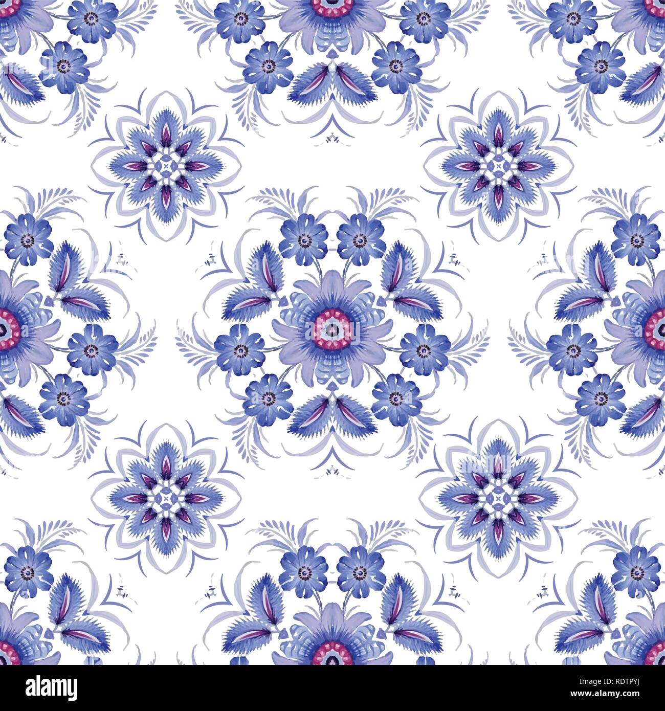 Seamless floral pattern with blue daisies Stock Vector Image & Art - Alamy