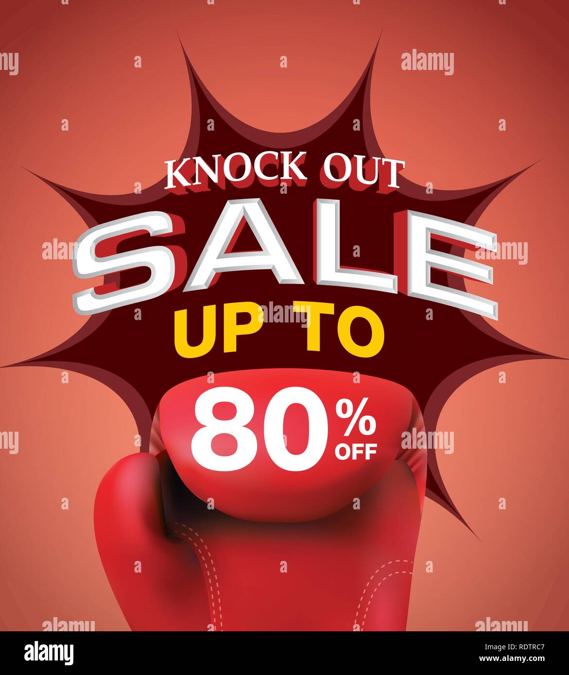 Knock out sale 80 percent heading design for banner or poster. Sale and ...