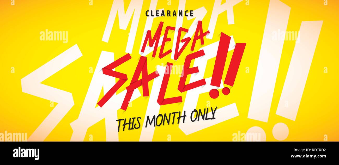 Mega Sale heading yellow design for banner or poster. Sale and ...