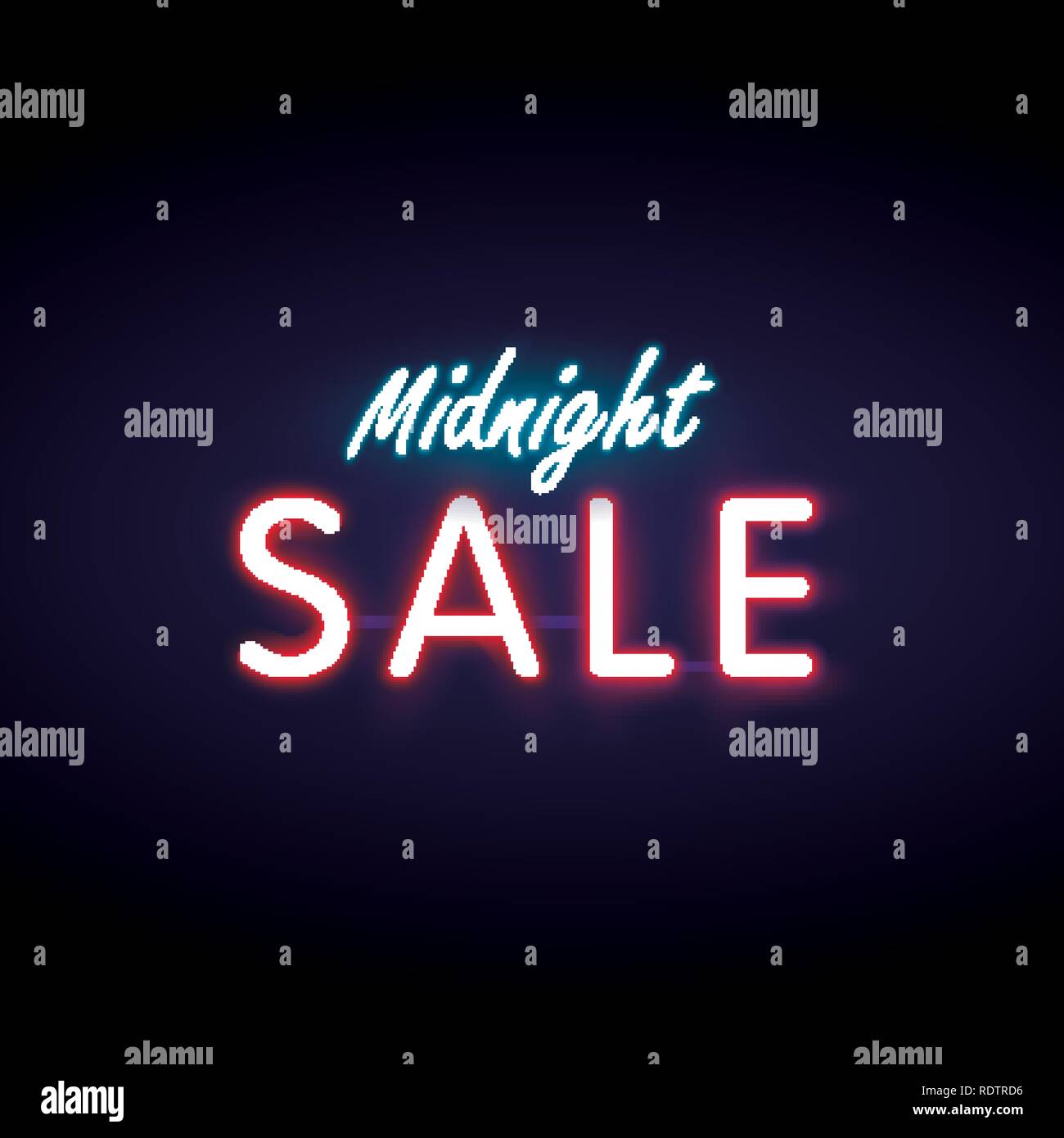 Midnight sale 01 neon style heading design for banner or poster. Sale ...