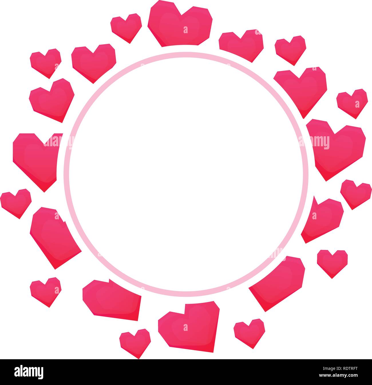 circular frame with hearts love valentines card vector illustration ...