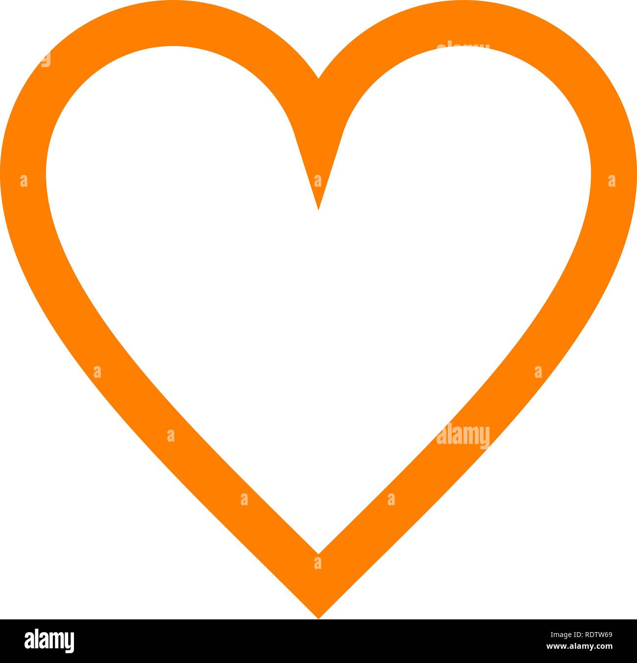 Heart symbol icon - orange simple outlined, isolated - vector ...
