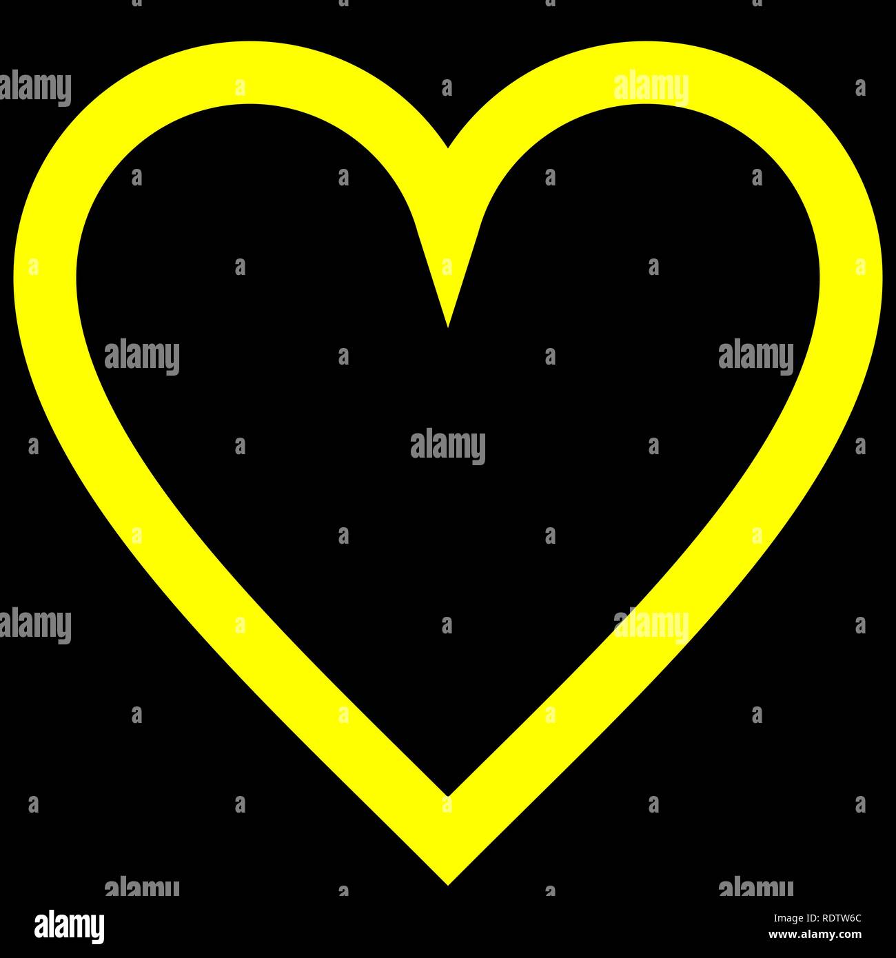 Heart symbol icon - yellow simple outlined, isolated - vector ...