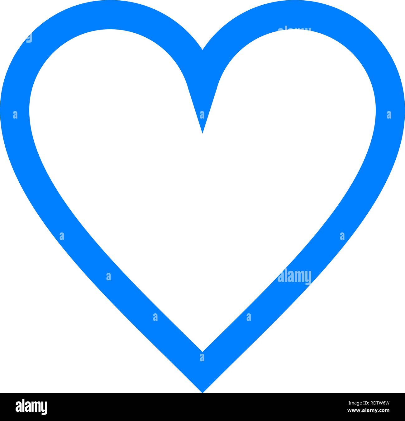 Heart symbol icon - blue simple outlined, isolated - vector ...