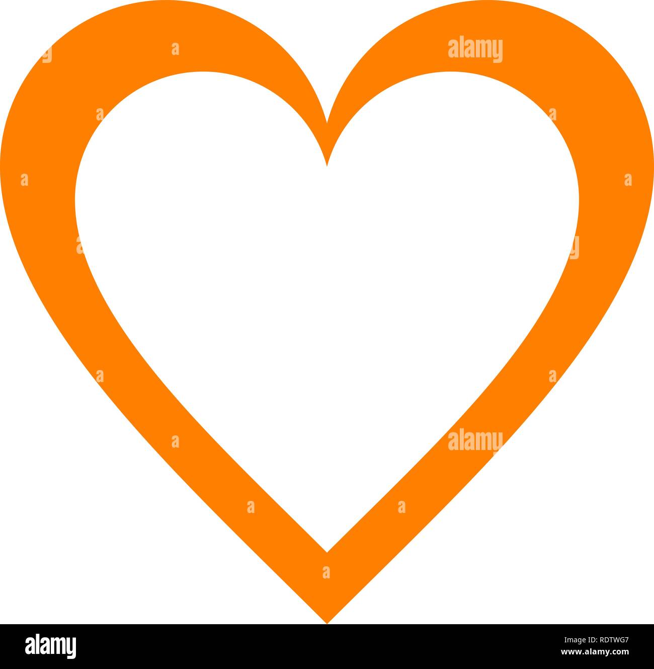 Heart symbol icon - orange simple outlined, isolated - vector ...