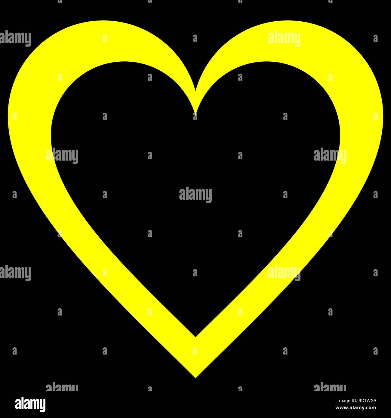 Heart symbol icon - yellow simple outlined, isolated - vector ...