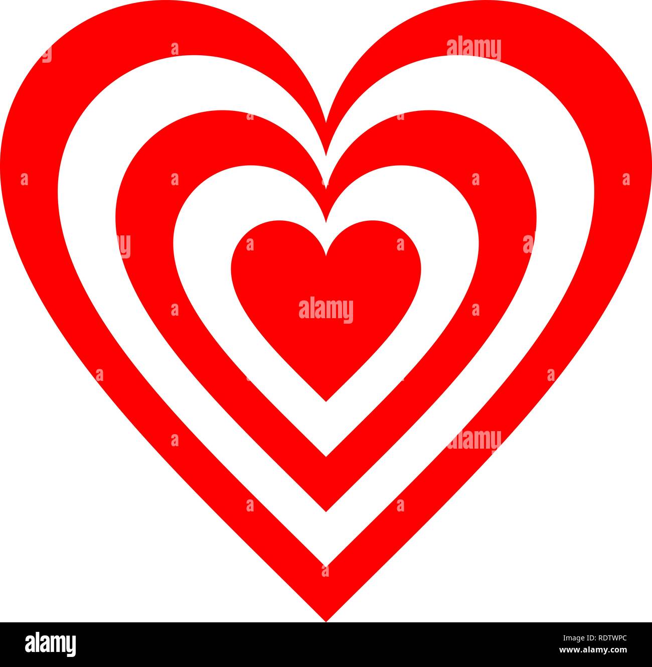 Heart target symbol icon - red simple, isolated - vector illustration ...