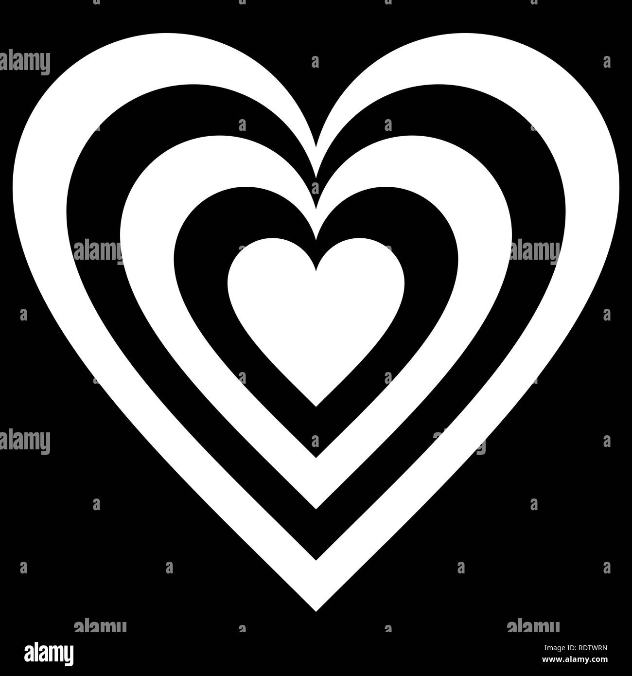 Heart target symbol icon - white simple, isolated - vector illustration ...