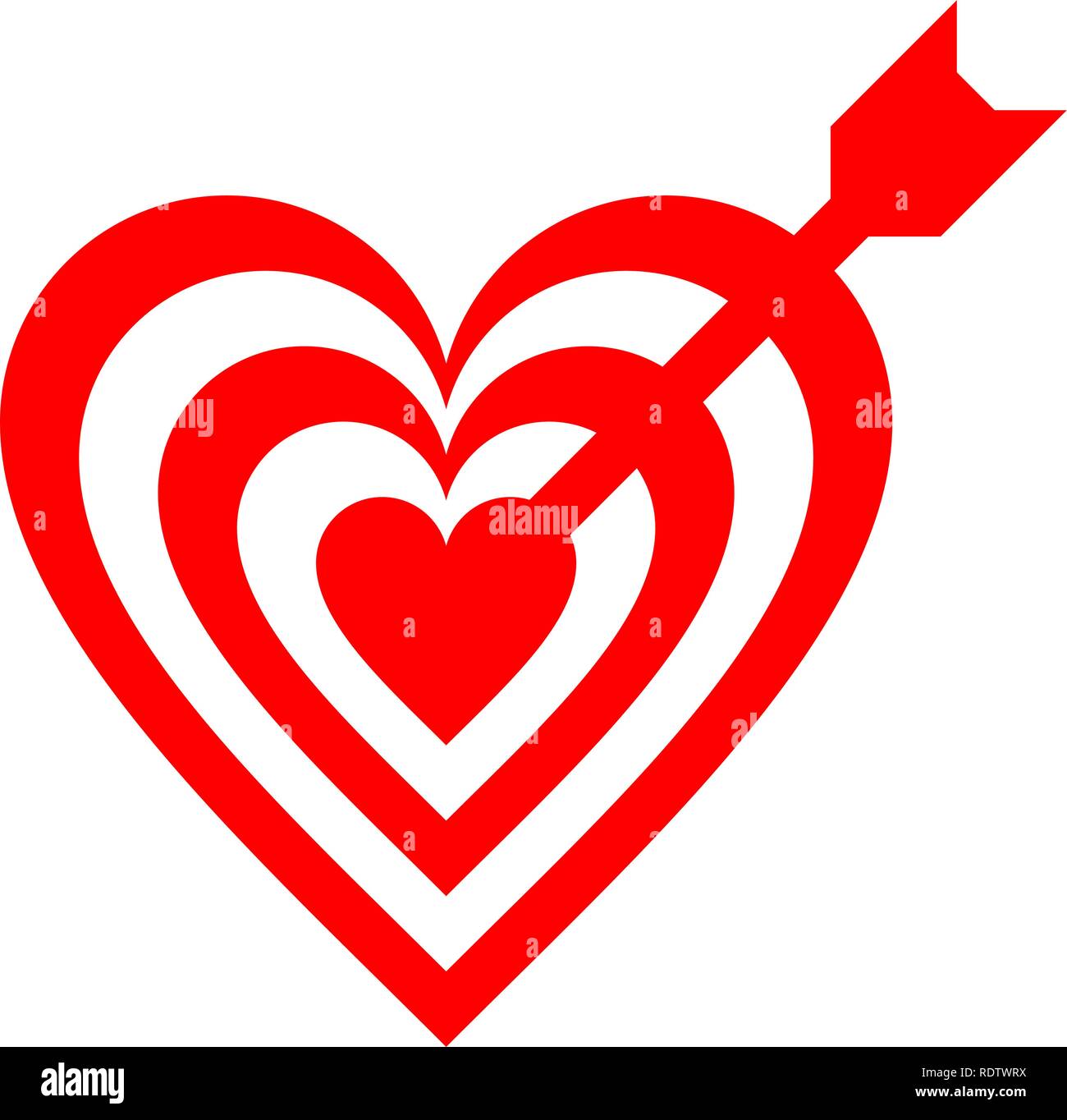 Heart target with arrow symbol icon - red simple, isolated - vector ...