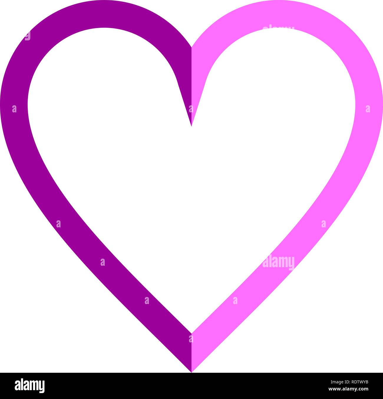 Heart symbol icon - purple simple outlined, isolated - vector ...