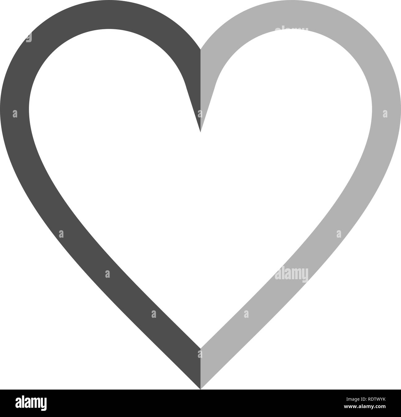 Heart symbol icon - medium gray simple outlined, isolated - vector ...