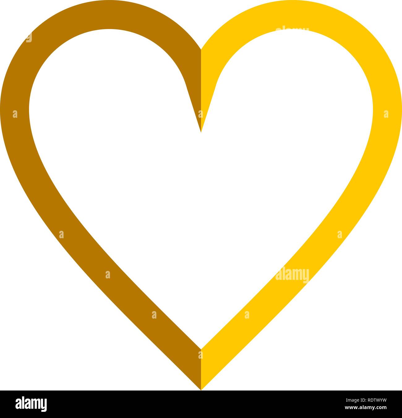 Heart symbol icon - golden simple outlined, isolated - vector ...