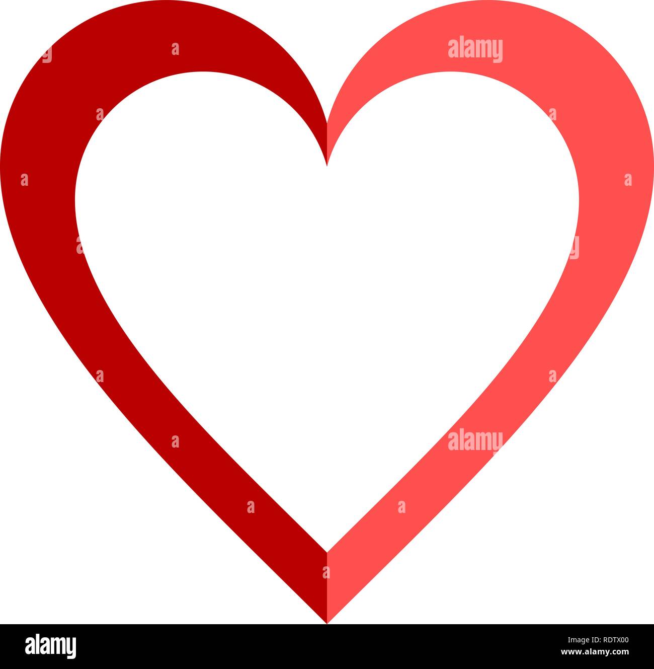 Heart symbol icon - red simple outlined, isolated - vector illustration ...