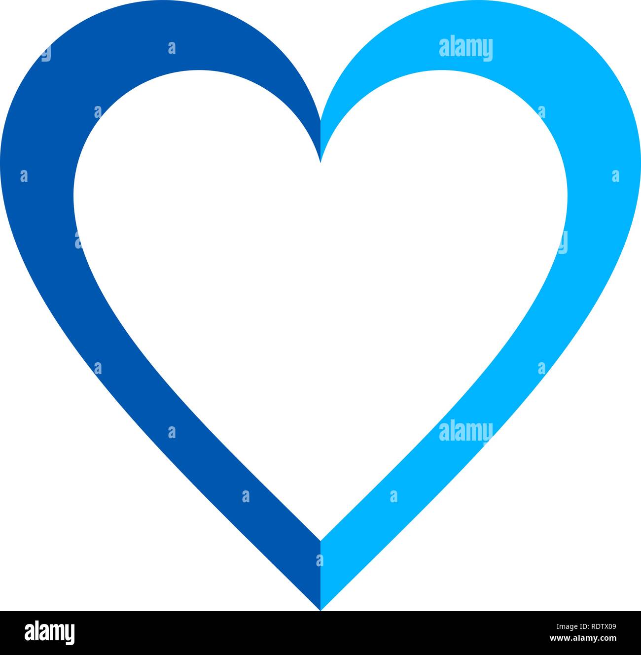 Heart symbol icon - blue simple outlined, isolated - vector ...