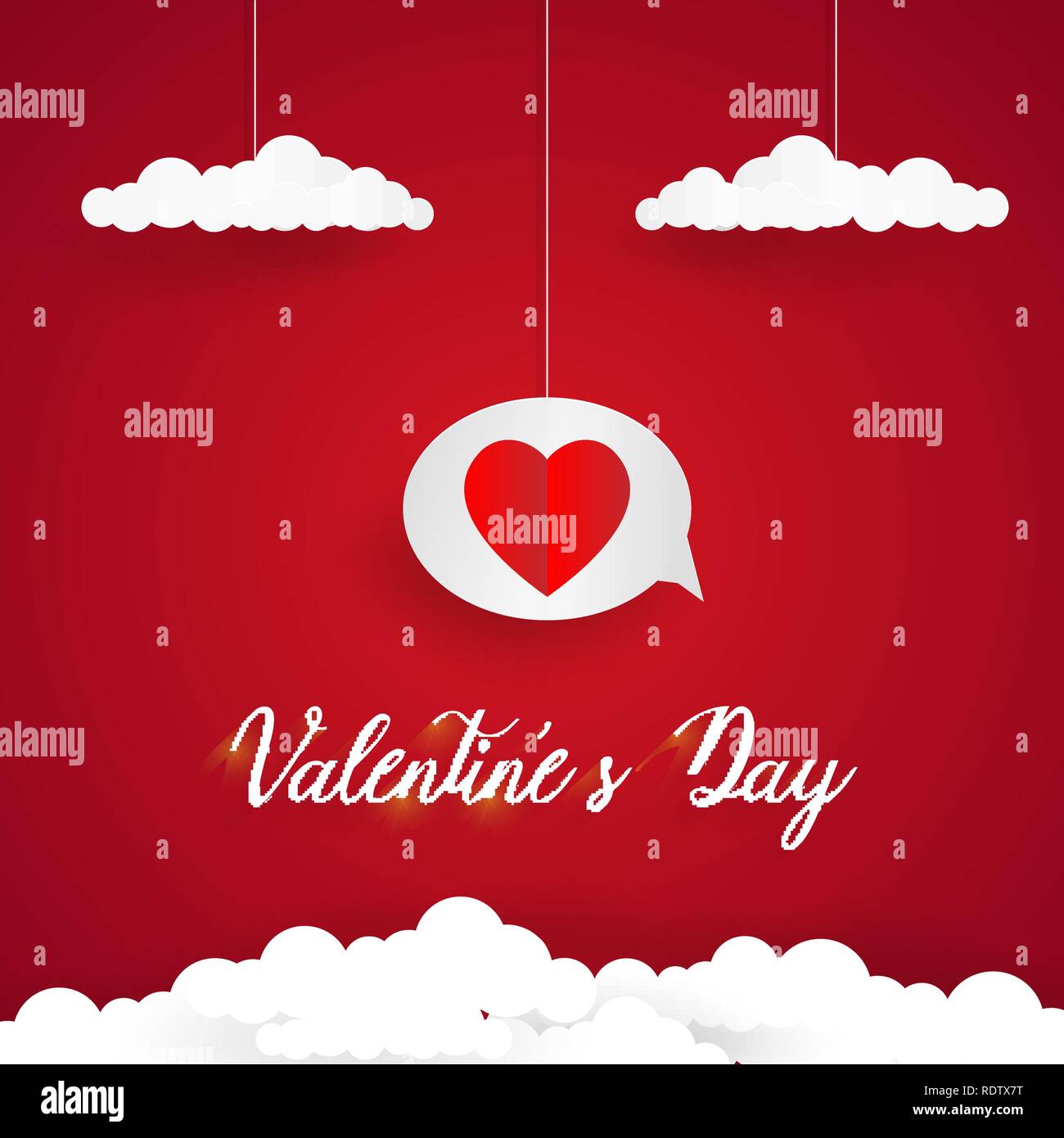 Valentines day background, paper art style, heart in speech bubble with ...
