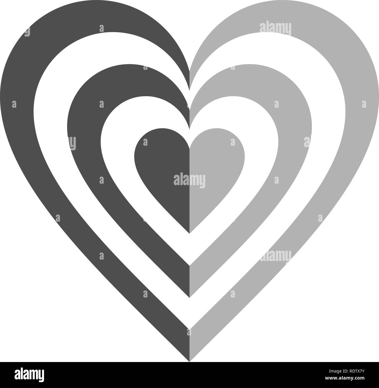 Heart target symbol icon - medium gray simple, isolated - vector ...