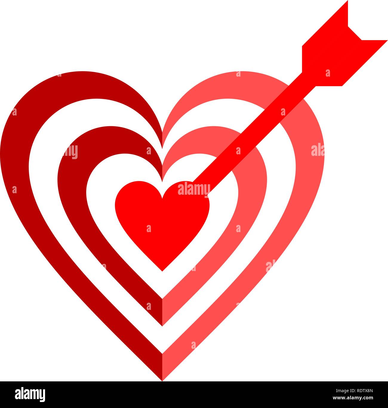 Heart target with arrow symbol icon - red simple, isolated - vector ...