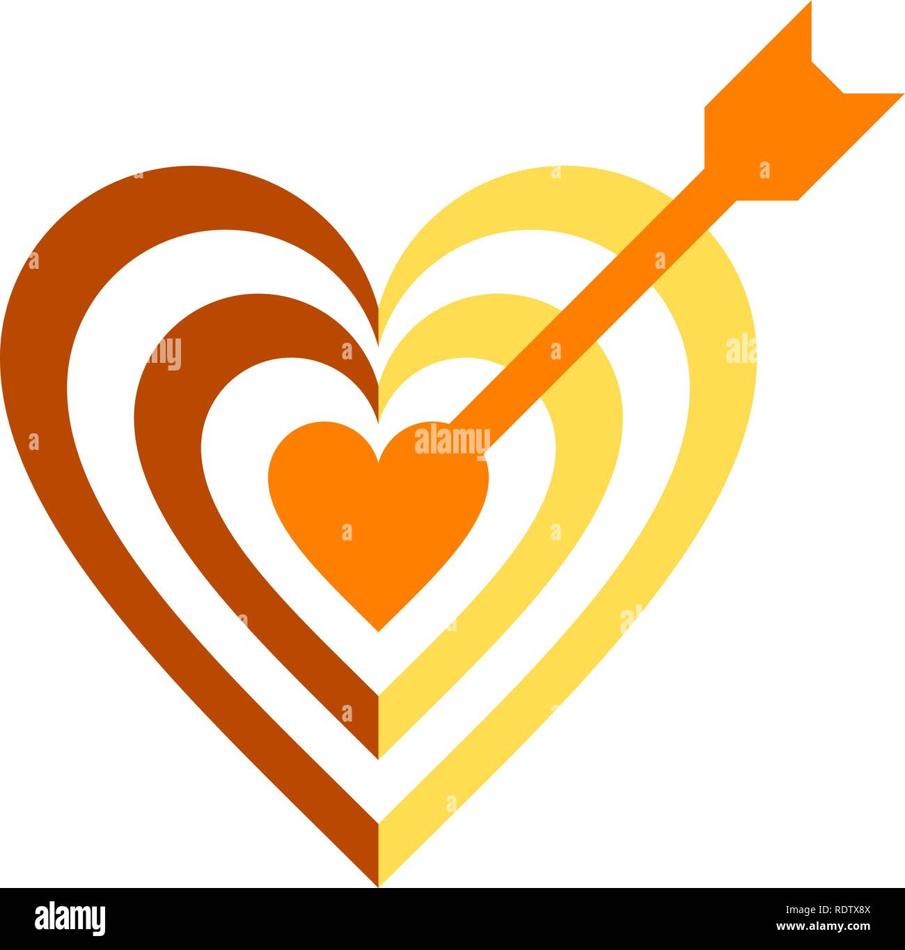 Heart target with arrow symbol icon - orange simple, isolated - vector ...