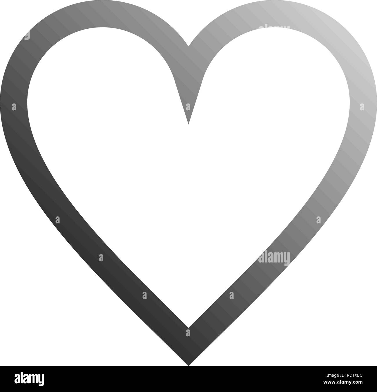 Heart symbol icon - medium gray outlined gradient, isolated - vector ...
