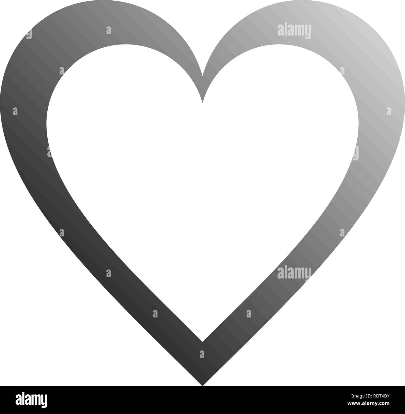 Heart symbol icon - medium gray outlined gradient, isolated - vector ...