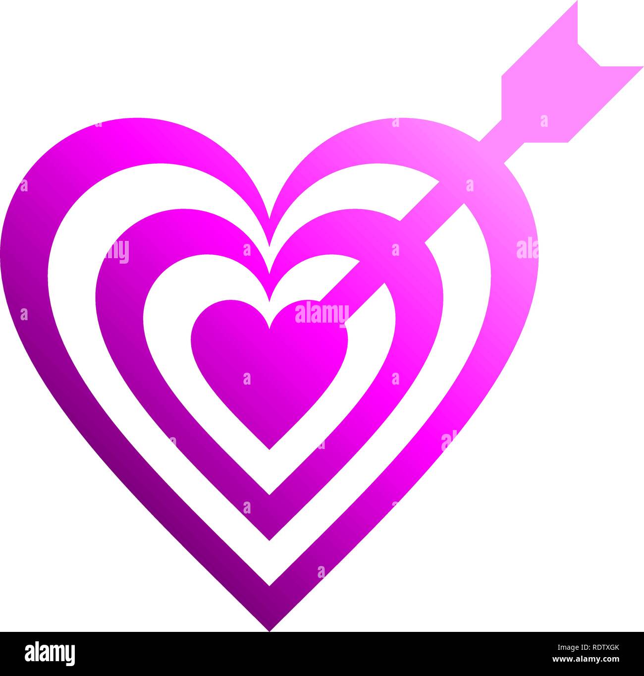 Heart target with arrow symbol icon - purple gradient, isolated ...
