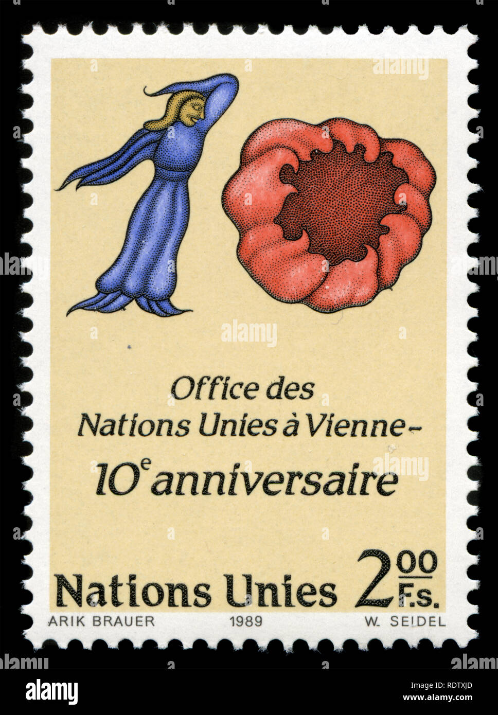 Postage stamp from the United Nations offices in Geneva issued in1989 ...