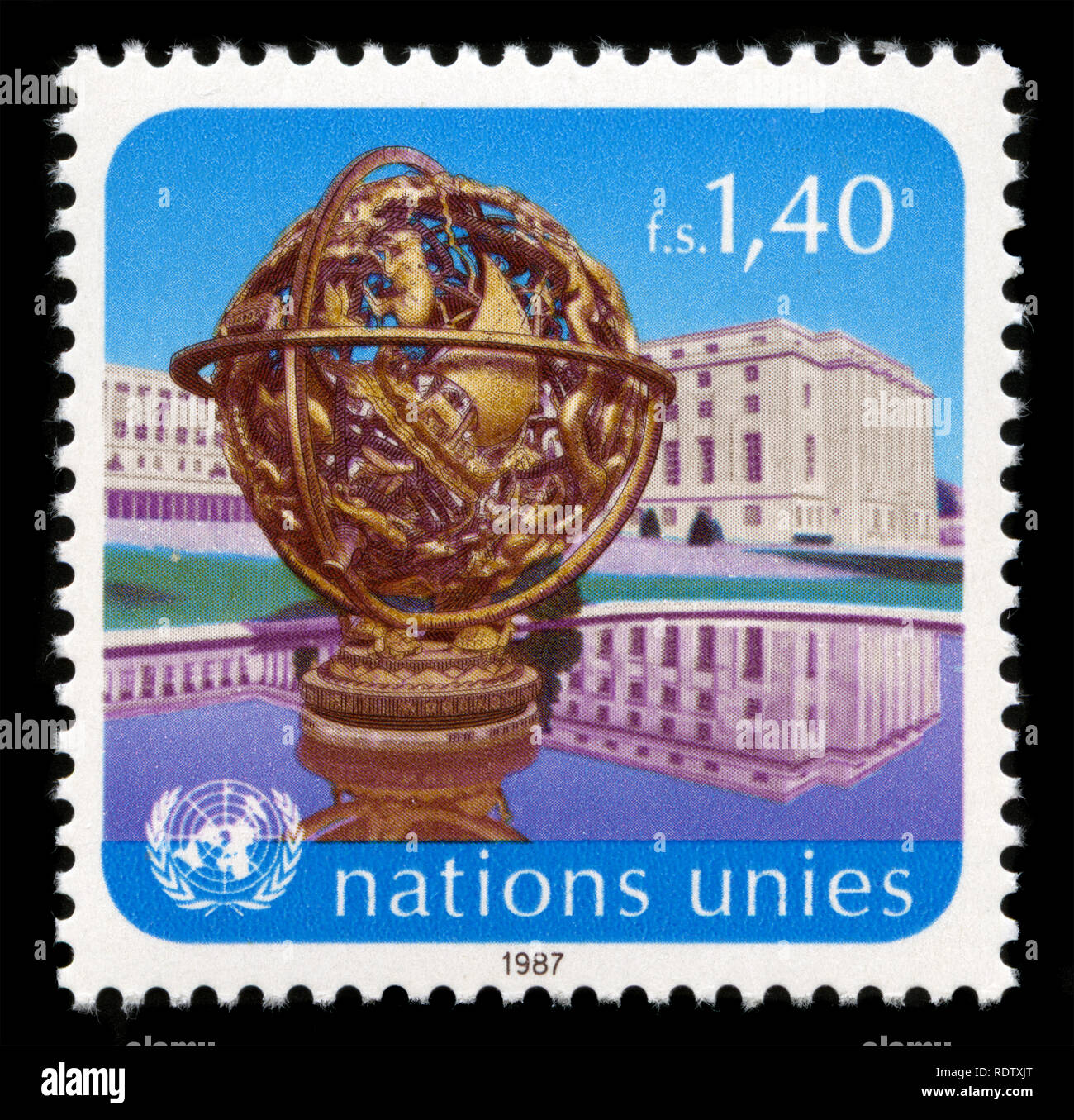 Postage stamp from the United Nations offices in Geneva issued in 1987 ...