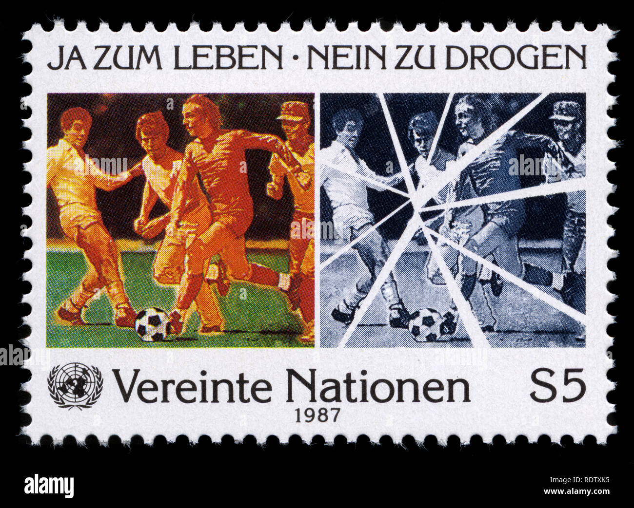 Postage stamp from the United Nations offices in Vienna issued in 1987 ...