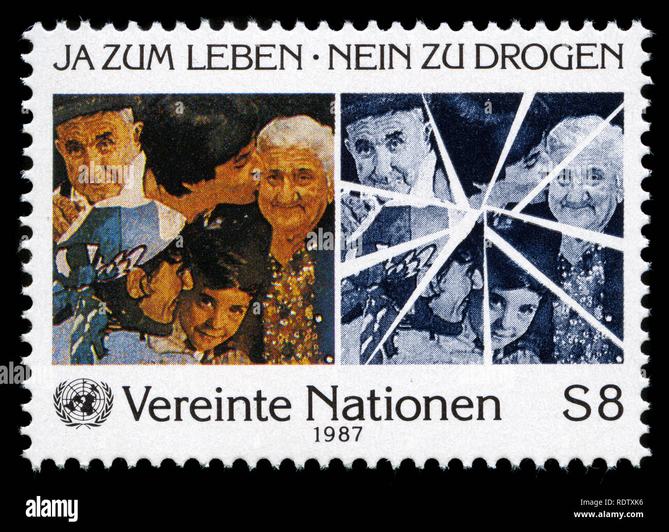 Postage stamp from the United Nations offices in Vienna issued in 1987 ...