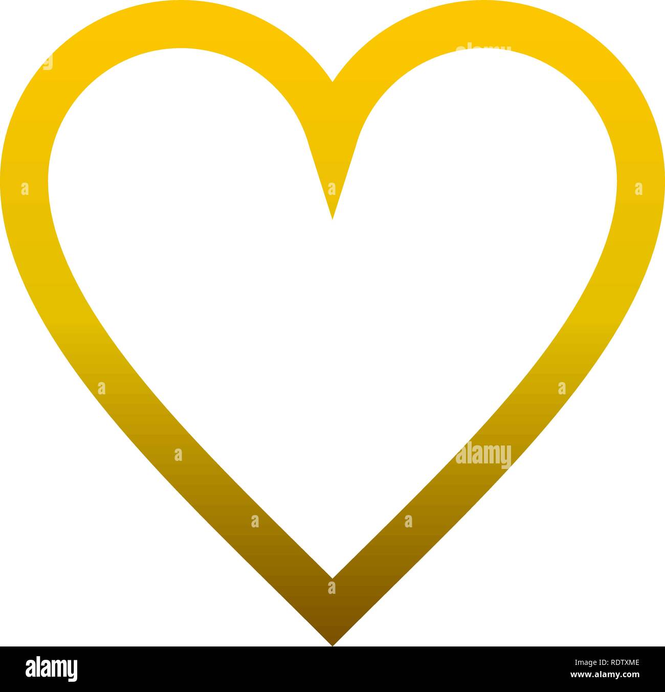 Heart symbol icon - golden outlined gradient, isolated - vector ...